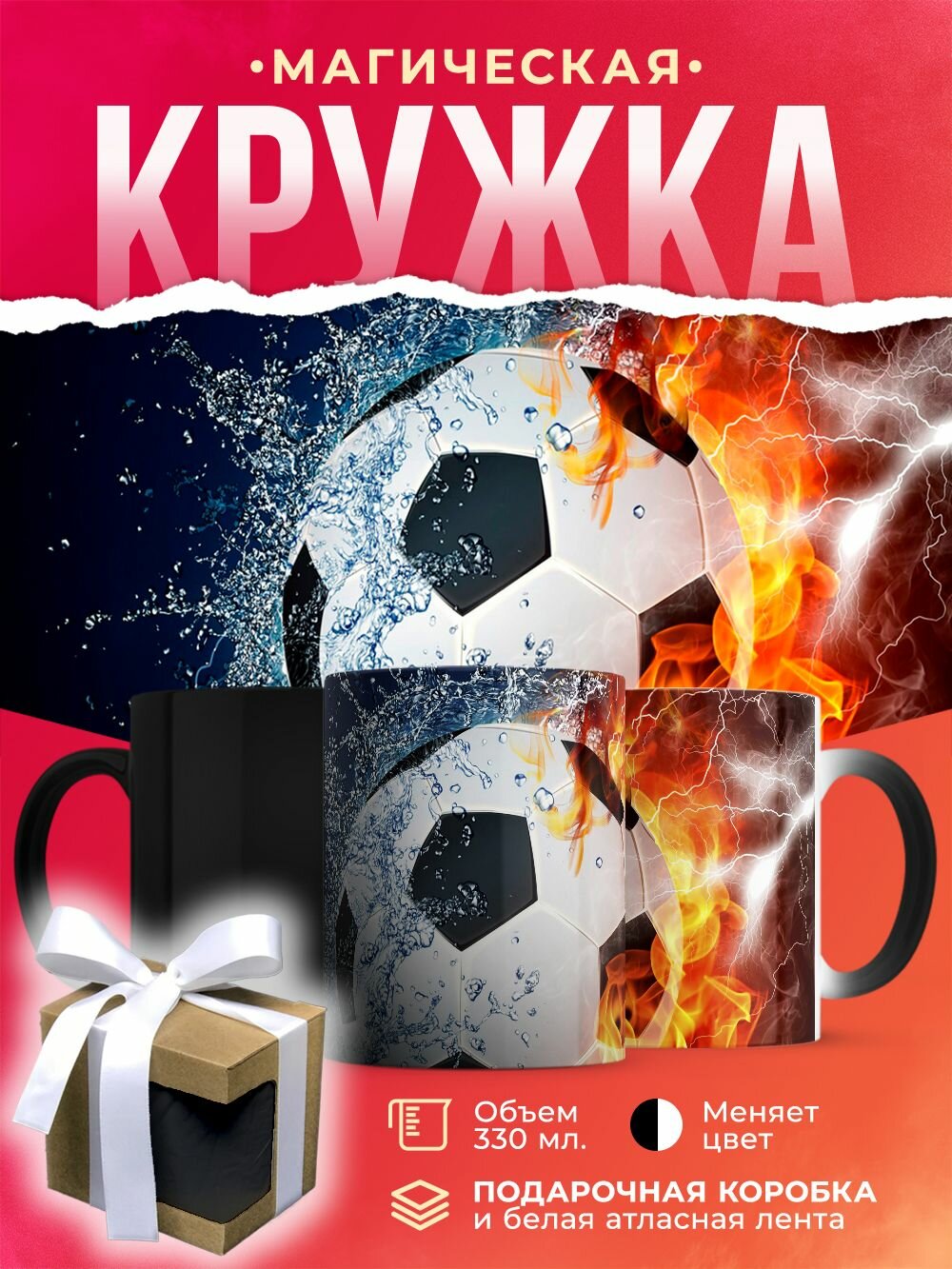 Кружка-хамелеон Футбольный мяч / 330 мл