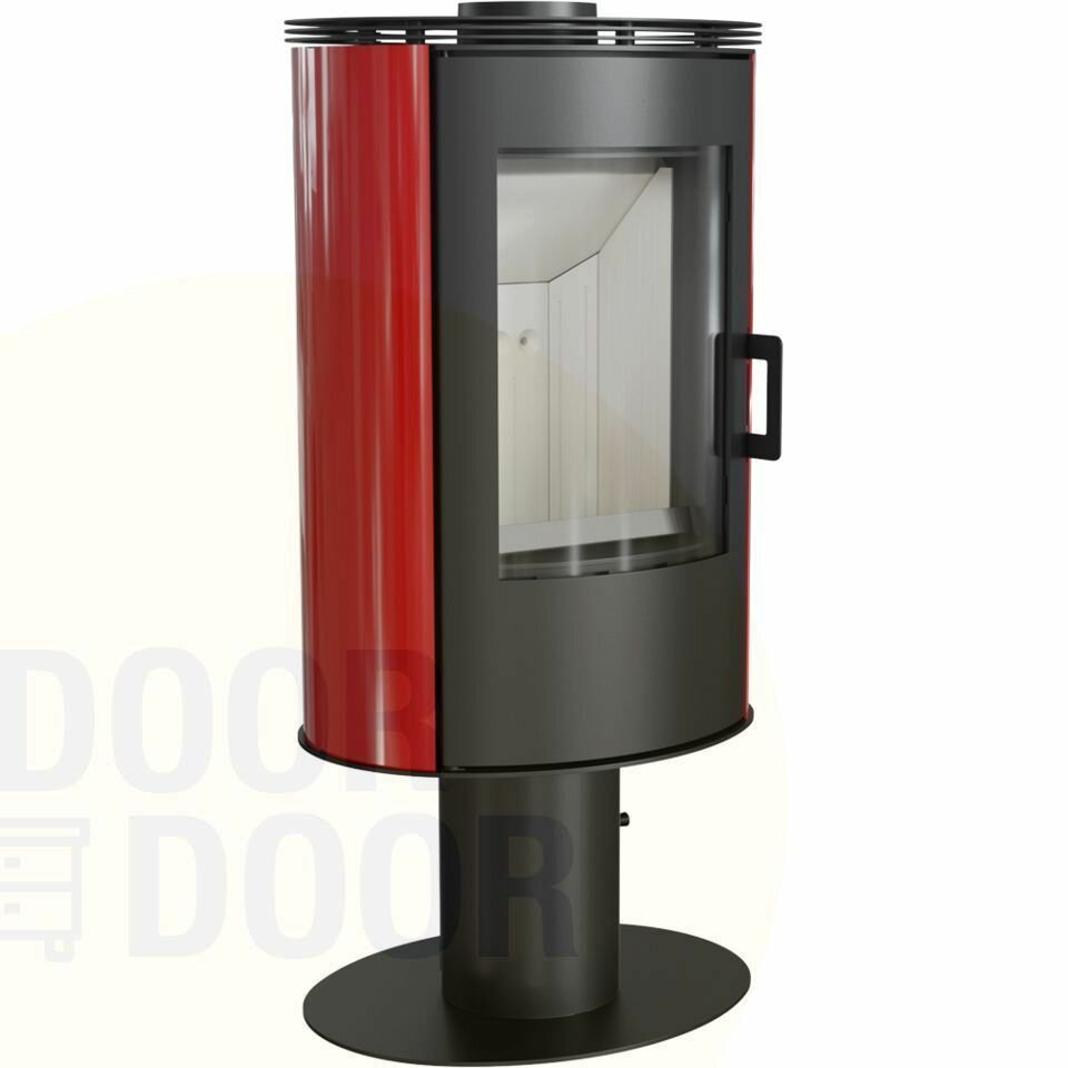 Печь дровяная Kratki KOZA AB S N DR KAFEL CZERWONY (Сталь, Кафель красный), 52,8x108,6x42,2 см.