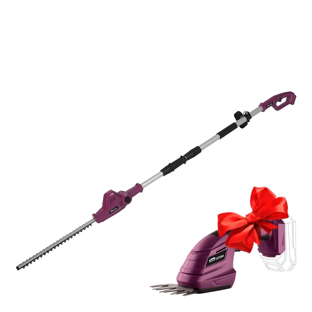 Кусторез аккумуляторный для живой изгороди КМ атом CHT-183Т 18В Li-Ion с телескопической рукояткой без АКБ и ЗУ