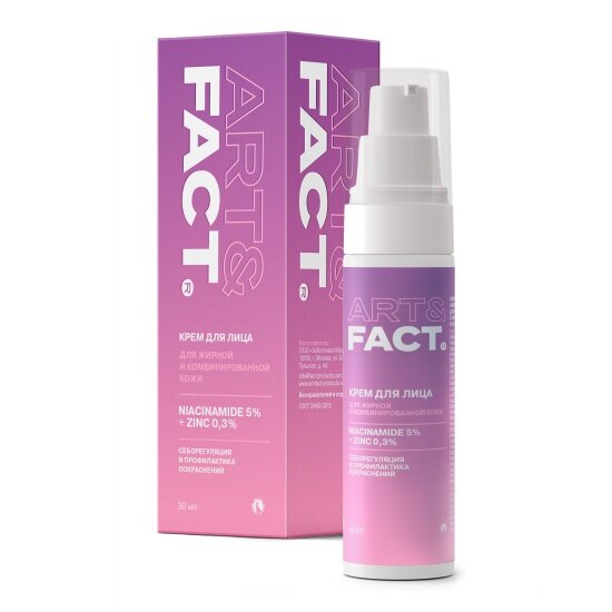 Крем-гель для лица Art&fact для пробл. кожи с Ниацинамидом 5% и Цинком 0,3%, 30 мл
