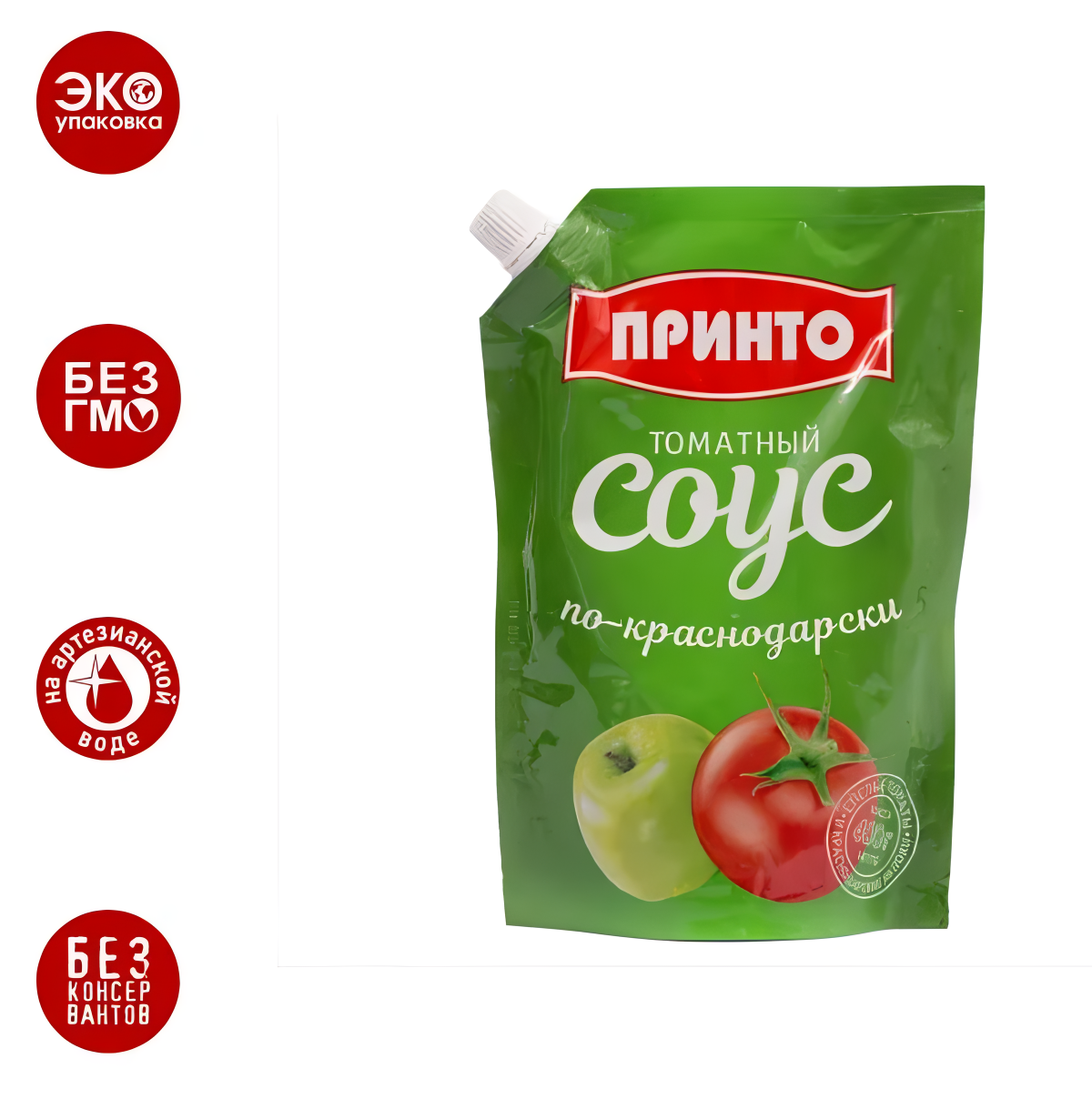 Соус томатный "По-краснодарски" Принто, дой-пак с дозатором 400гр 2шт