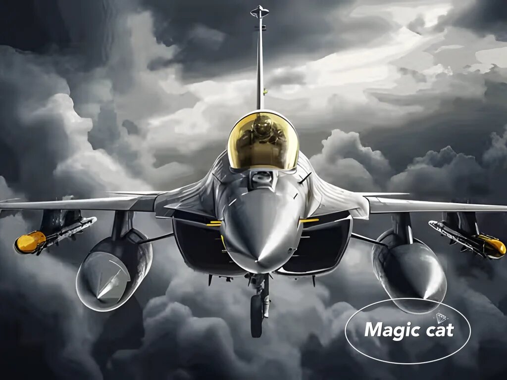 Картина из алмазной мозаики на подрамнике Круглые бриллианты 40х50см "самолет"