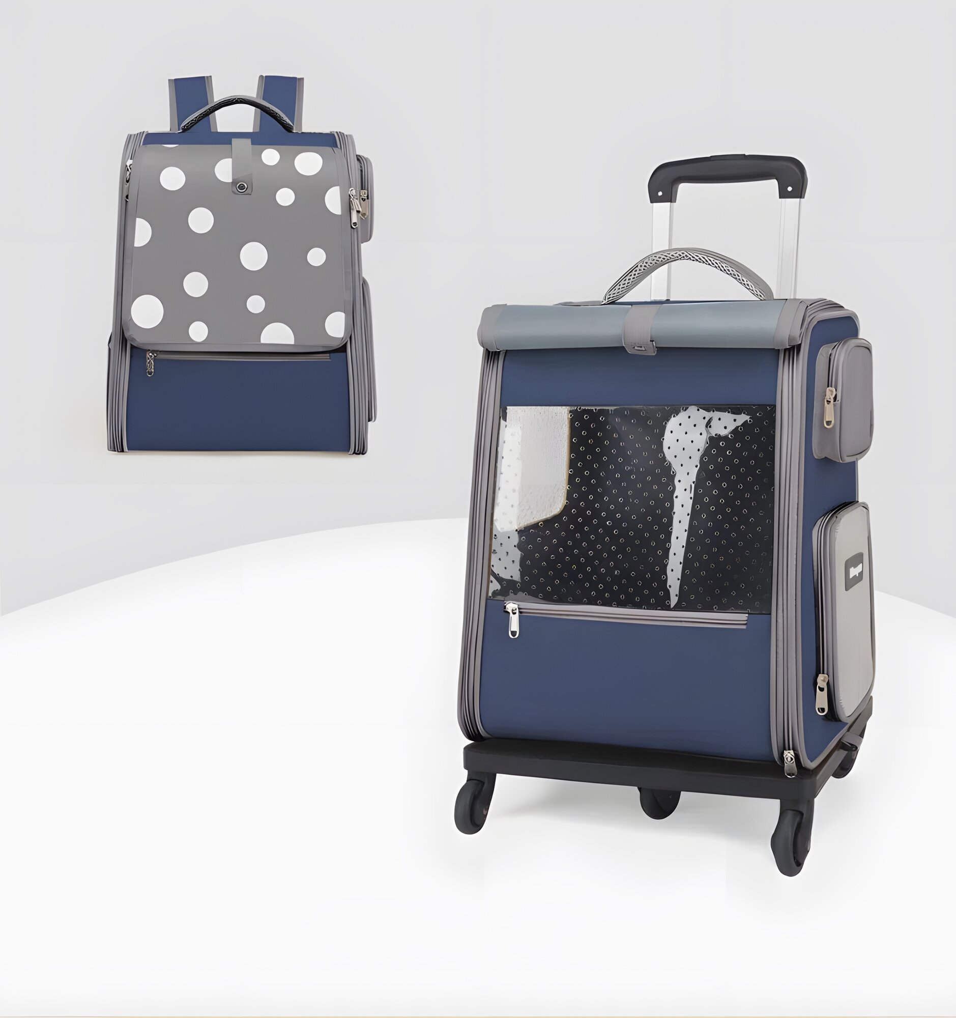 Рюкзак-переноска Streaming little dog, для кошек, с окошком и колесами, синий