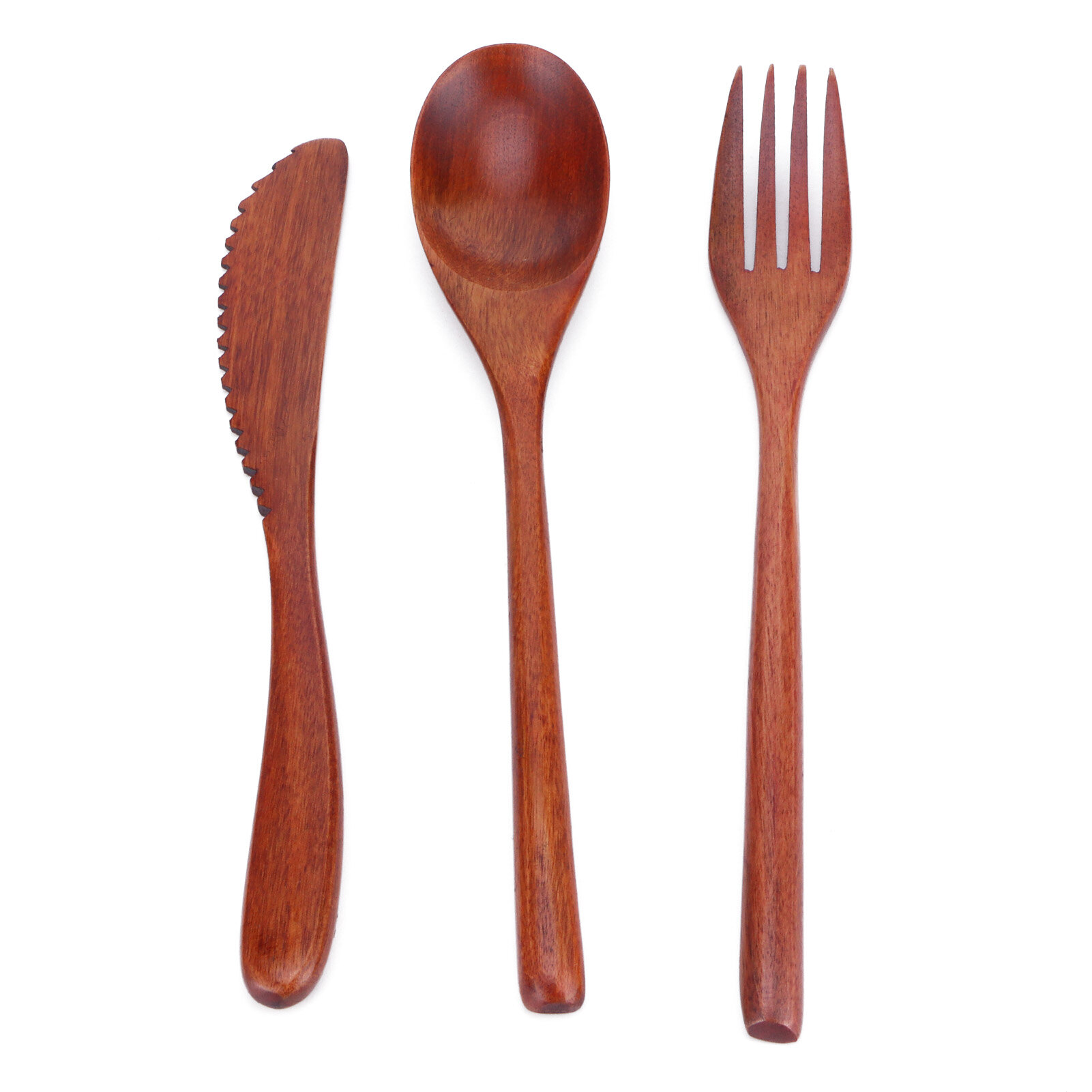 Портативный деревянный набор столовых приборов, ложка, вилка, нож, деревянные столовые приборы, столовая посуда, посуда с сумкой