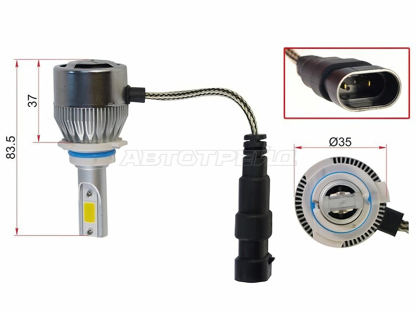 Комплект светодиодных ламп LED HB4(9006) 36W, 3800LM для Хендай Акцент, Солярис, КИА K3, Рио арт STHB4LED SAT