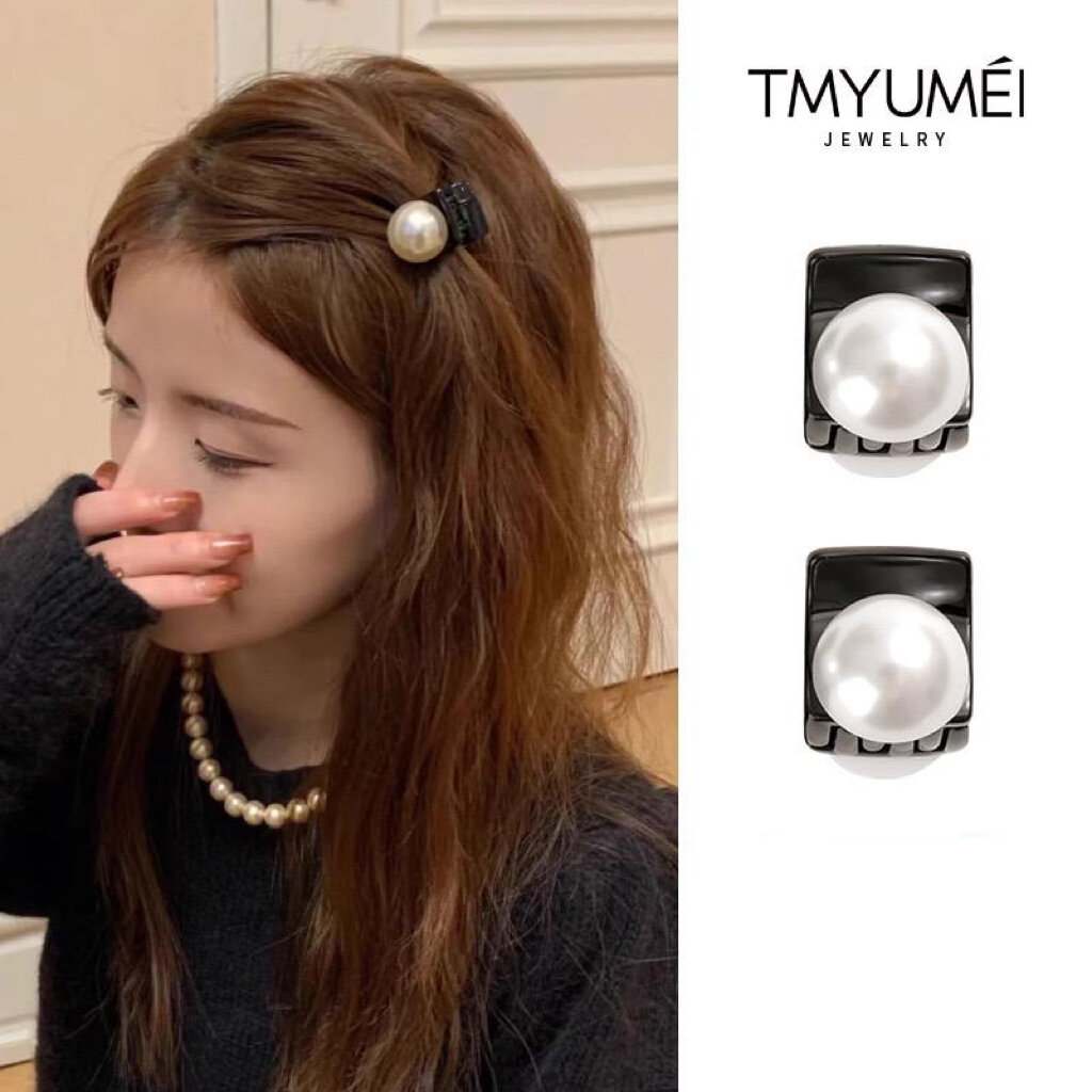 Крабики-мини для волос, черный цвет, искусственный жемчуг, 2шт