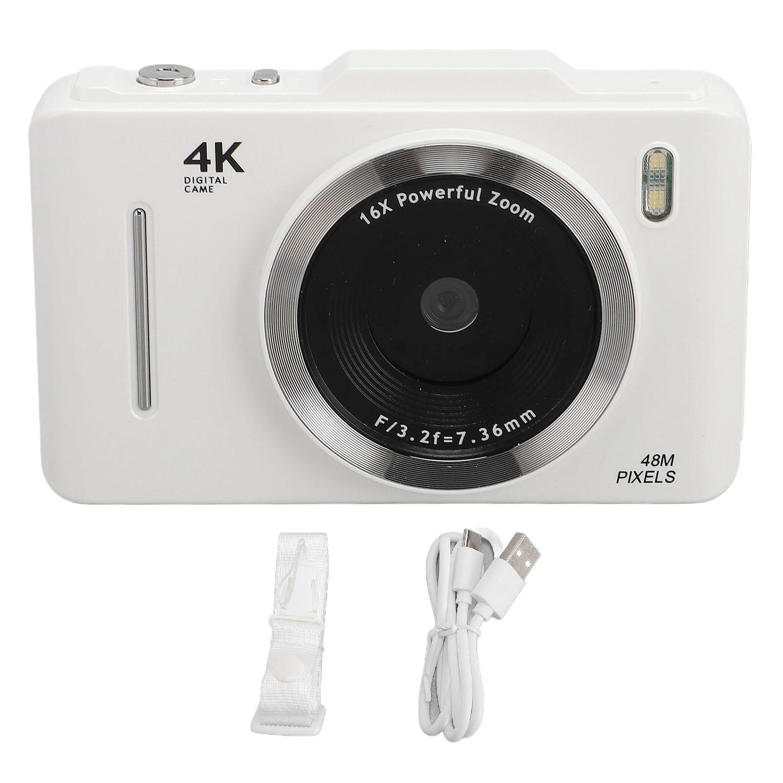 4K 48MP Digital Camera 2.8in IPS Display 16X Zoom 1080P FHD Compact Vlog with Autofocus 800mah for Kids Teens