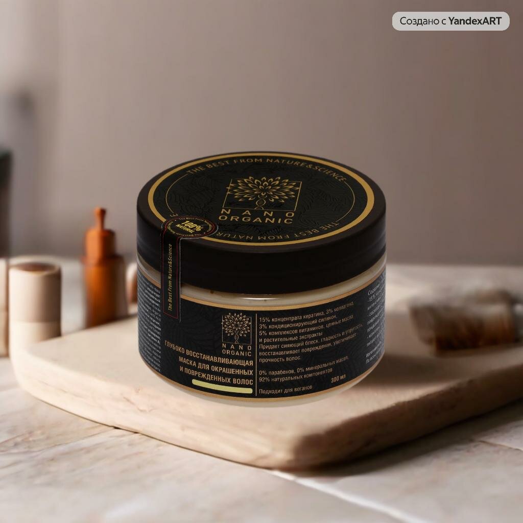 Маска Nano Organic, для окрашенных и поврежденных волос, с кератином, без сульфатов 300 мл