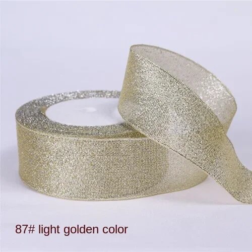 Ленты блестящие органза мerylover 6/10/15/20/25/40 мм 25 ярдов light gold, 10mm onion