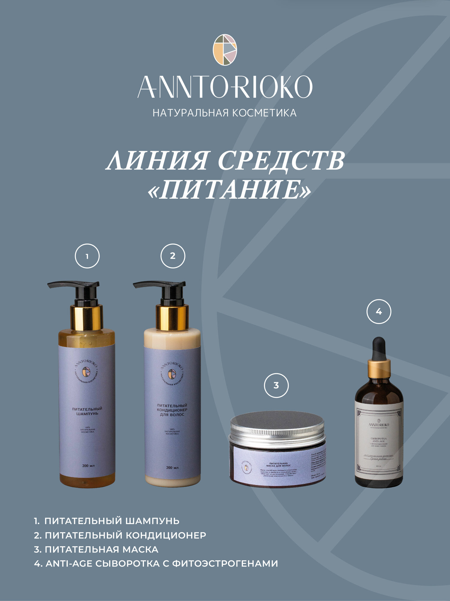 Шампунь ANNTORIOKO, питательный, для всех типов волос, 200 мл — фото 1