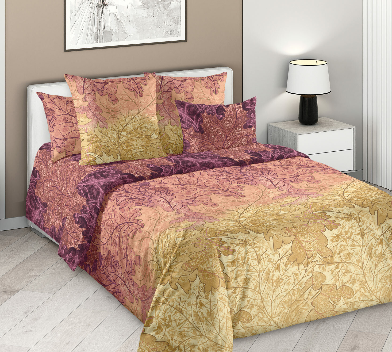 Постельное белье Семейное Поплин/Перкаль (2 наволочки 70х70) "Марсала" 6100ЛН