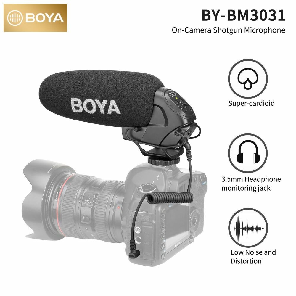 BOYA BY-BM3031 Встроенный конденсаторный микрофон для цифровой зеркальной видеокамеры с разъемом 3,5 мм