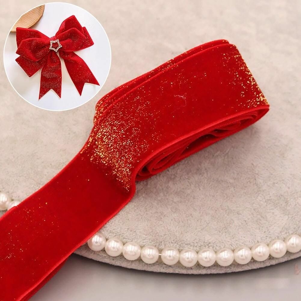 5 м Красная рождественская бархатная лента, упаковка для подарочной коробки и декоративный бант