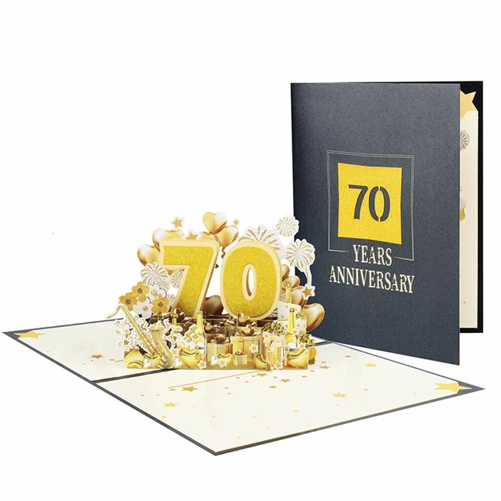 Цифровая юбилейная 3D-трехмерная поздравительная открытка на годовщину-Номер 70