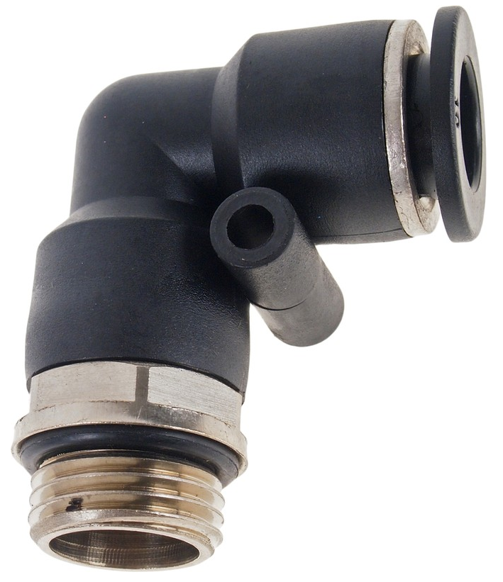 Фитинг соед. трубки пвх, полиамид d=10мм (наружная резьба) м16х1.5 угольник металлический