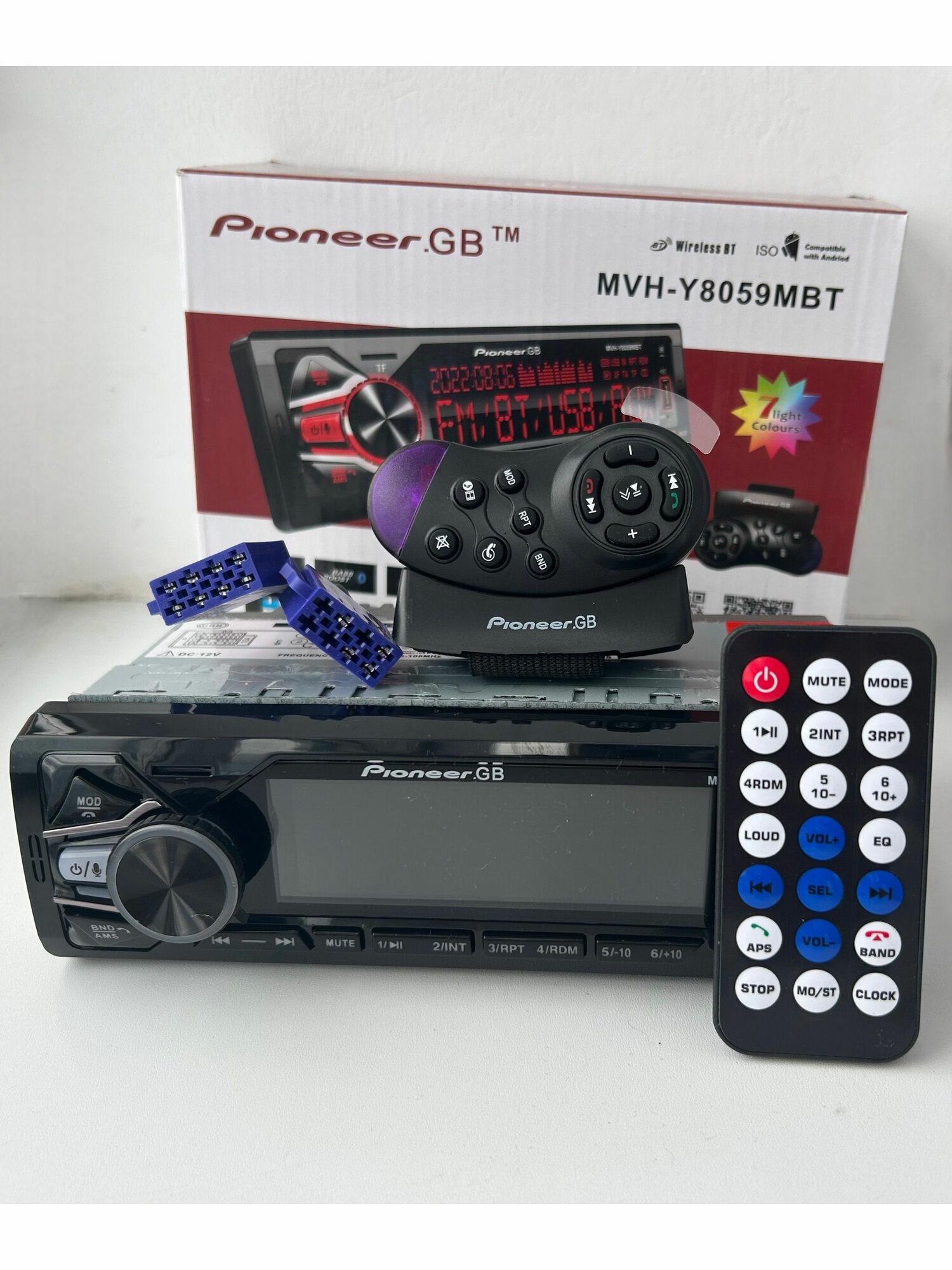 Автомагнитола 1Din Pioneer-GB MVH-Y8059/8058/8056MBT, с пультом и креплением на руль