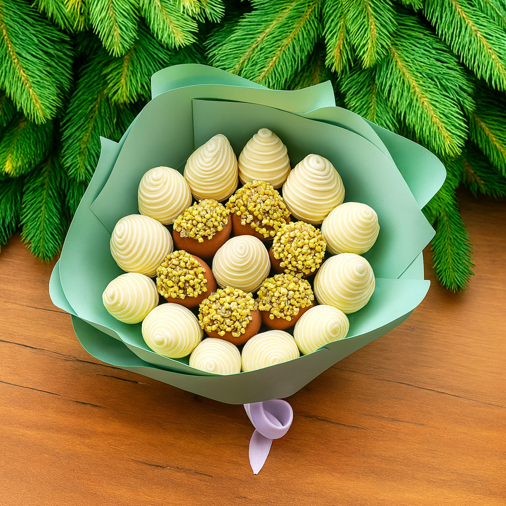 Букет из клубника в бельгийском шоколаде 19 шт в подарочной упаковке