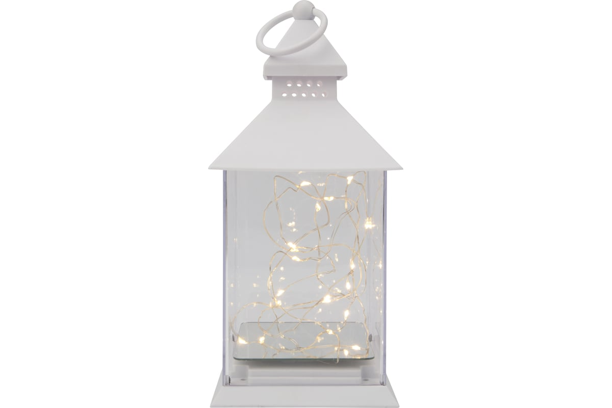Декоративный фонарь Neon-Night с росой, белый корпус, размер 10,7х10,7х23,5 см, цвет теплый белый {513-050}