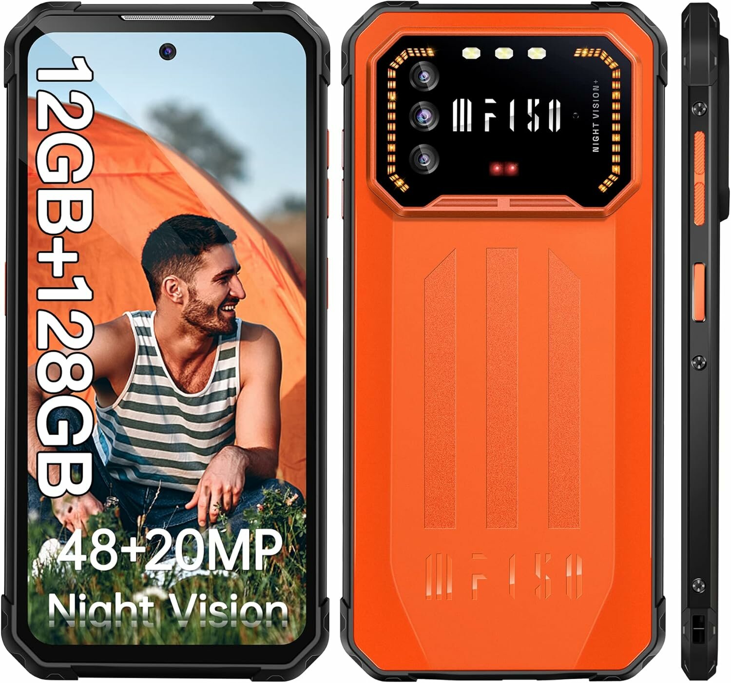 Защищенный смартфон IIIF150 Air1 Pro, 12 ГБ + 128 ГБ, 6,5-дюймовый FHD-дисплей, 48 МП, 20 МП с функцией ночного видения, 5000 мА·ч, Android 12, 4G, две SIM-карты, NFC/Face ID/GPS, IP68/69K