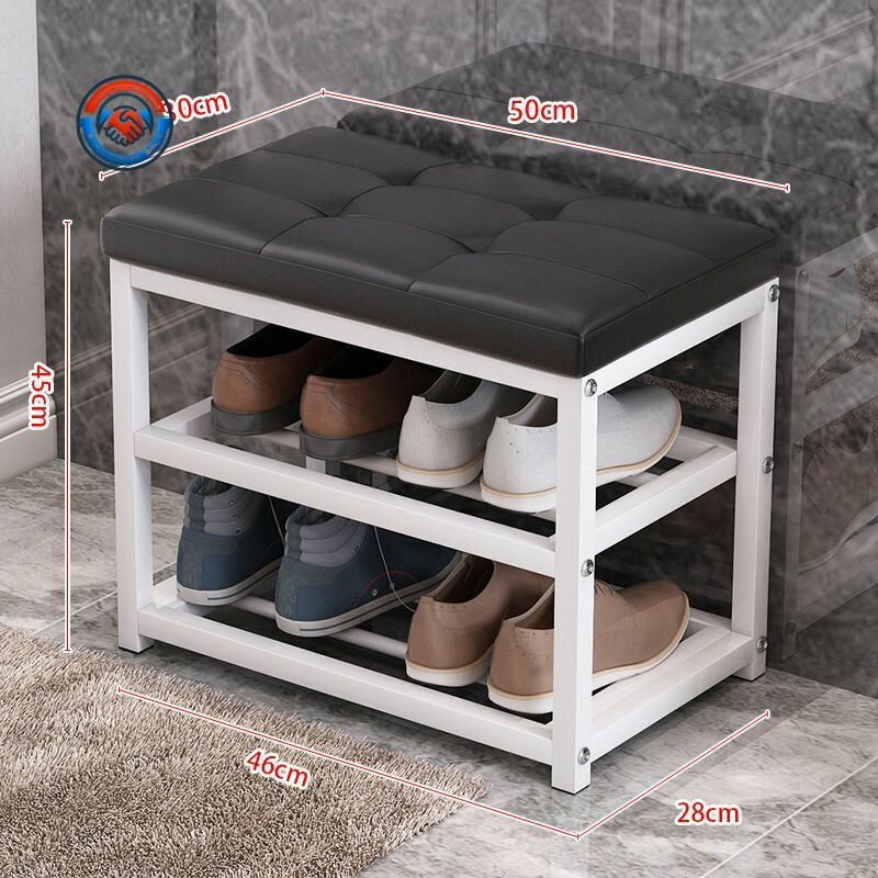 Банкетка обувница с бархатным сиденьем и металлической полкой для 4 пар обуви, компактная тумба для прихожей в стиле лофт, удобная скамья для переобувания