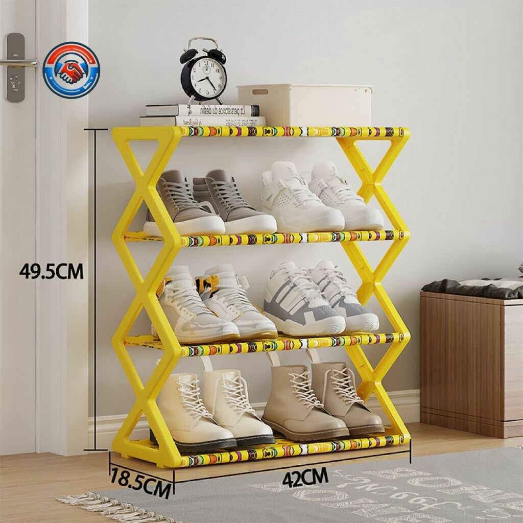 Подставка для обуви в прихожую, 4-уровневая узкая этажерка, легкая пластиковая стеллажка для кроссовок и тапок, компактная организация пространства, 42х18,5х49,5 см
