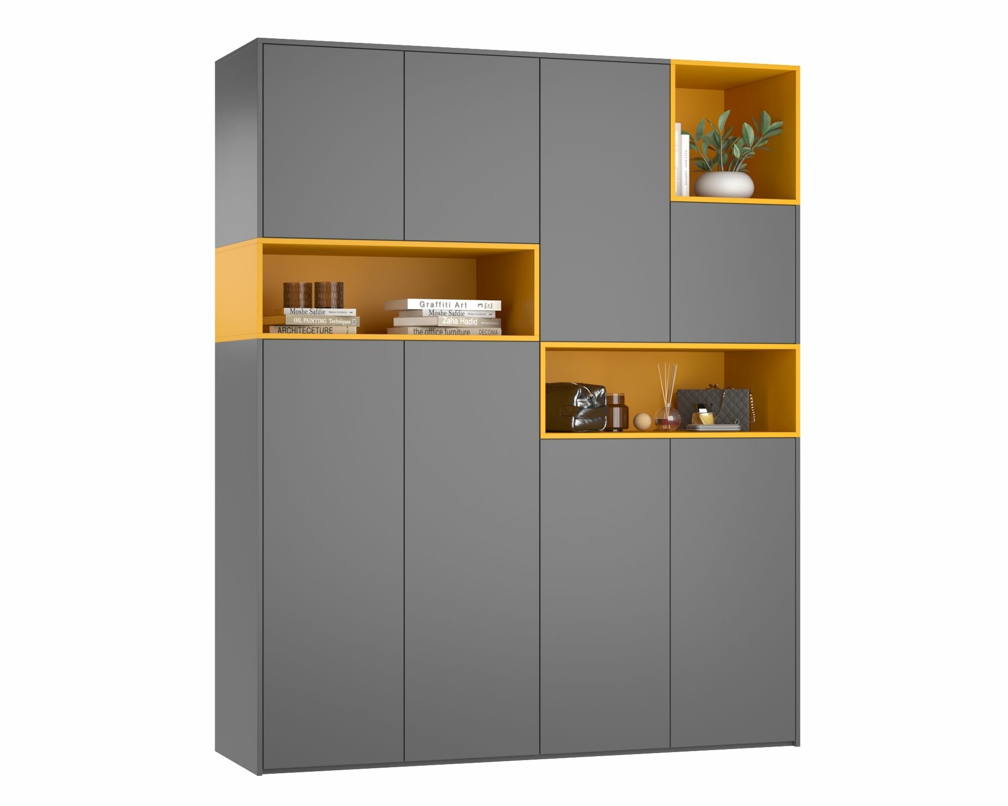 Шкаф распашной для одежды "Рокки 19" 180х220х52 Серый графит / Солнечный свет