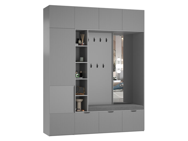 Прихожая в коридор "Тайлер 6" 180х240х50 Серый графит / Графит