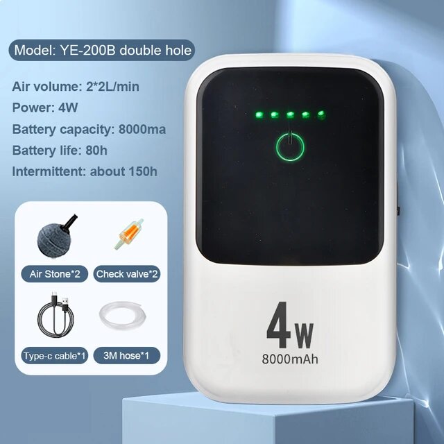 Аквариумный кислородный насос USB, 1 штука YE-200B Stone