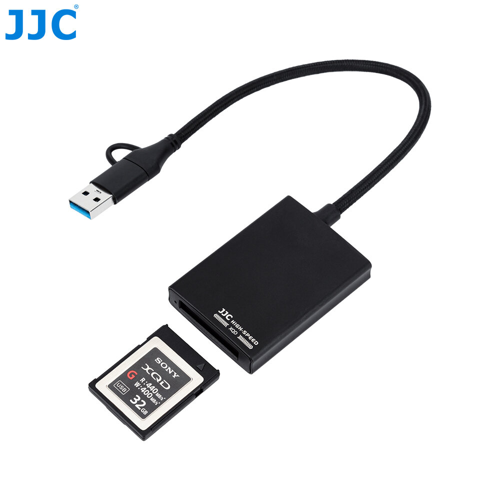 JJC Кардридер USB 3.0 XQD Metal, внешний адаптер USB C / USB A для карт SONY XQD-G/M, передача данных 5 Гбит/с, совместимость с iPhone 15, Android, MacOS M1/M2, Windows
