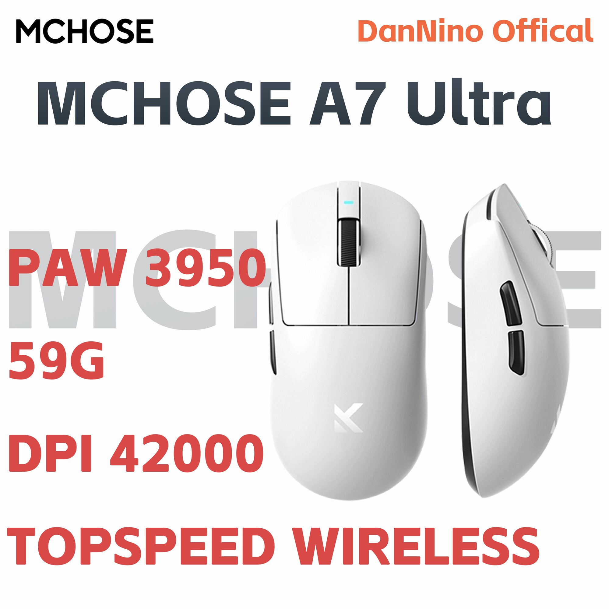 MCHOSE Игровая мышь беспроводная Mchose A7 Ultra, голубой, кремовый