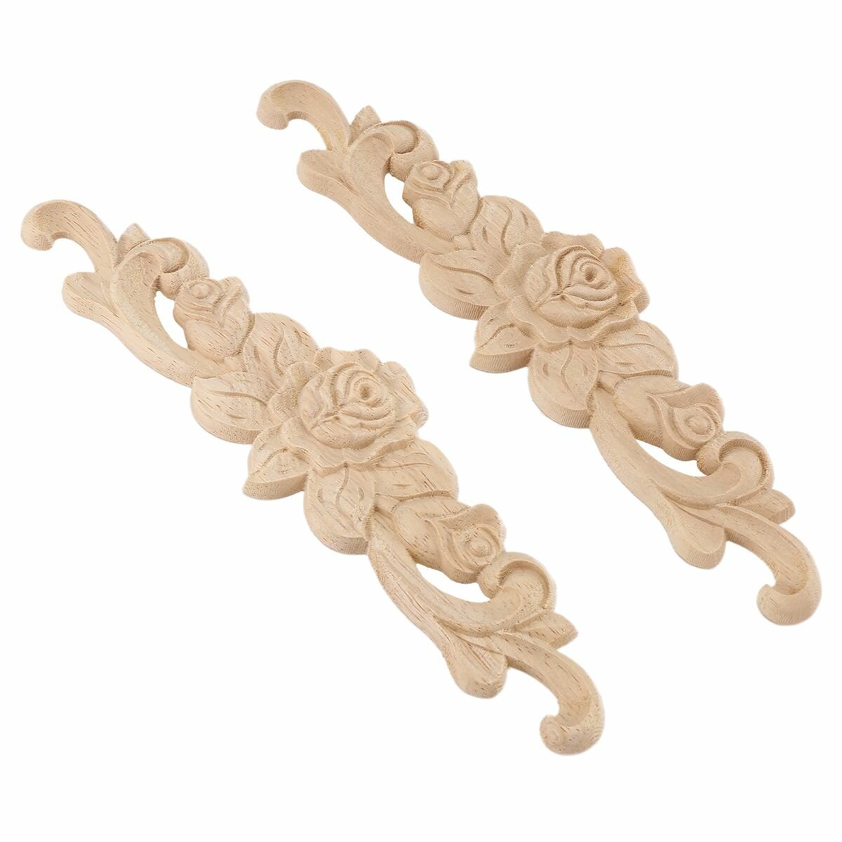 2 шт. 20*5 см деревянная резная аппликация в виде цветка розы для двери, декор для дома