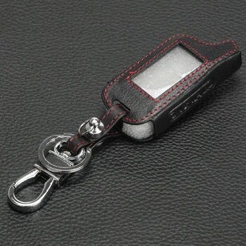 Кожаный чехол jingyuqin с 4 кнопками для ключей автомобиля, чехол для русской версии, двухсторонняя Автомобильная сигнализация, брелок TOMAHAWK X5 red line