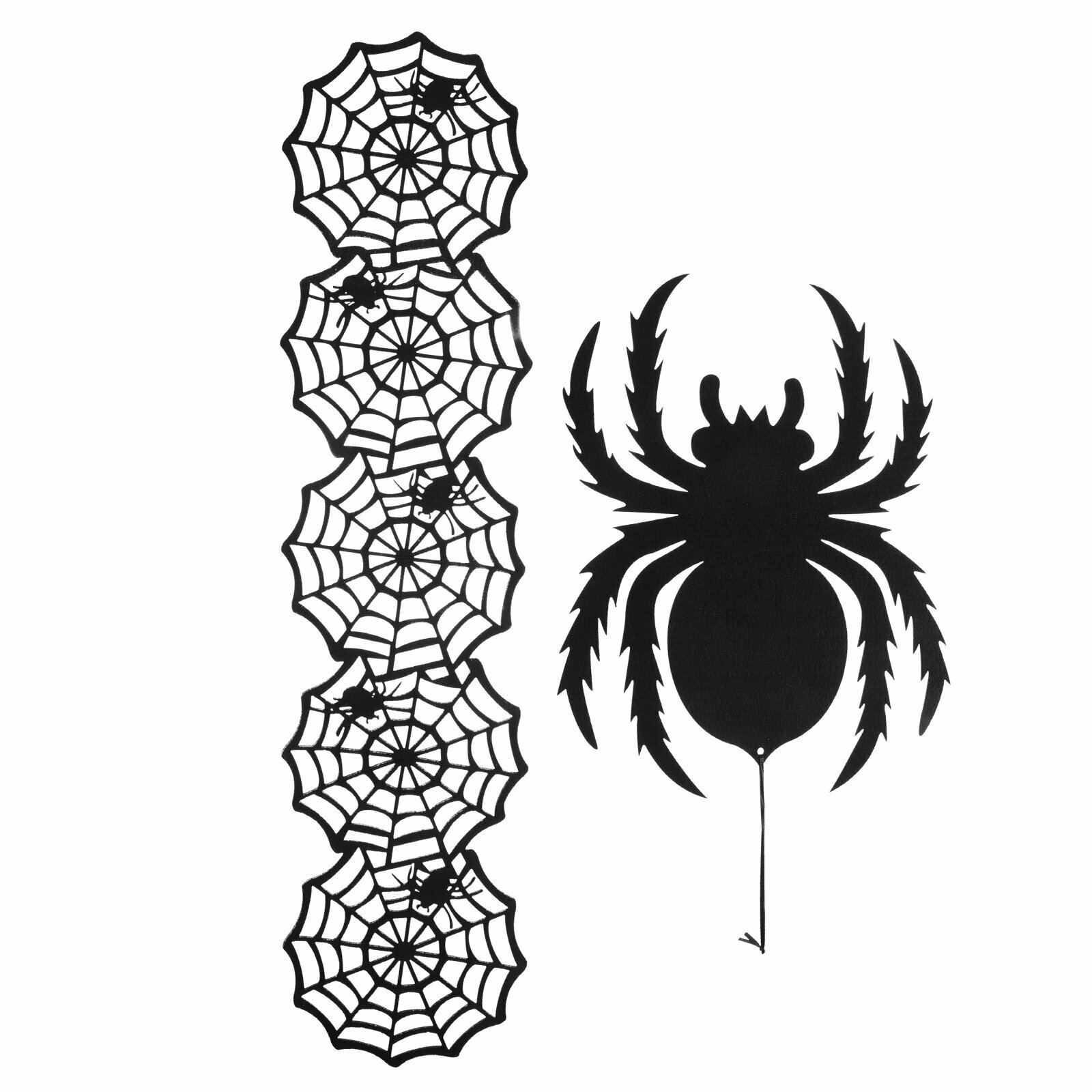 Декоративная паутина и паук из нетканого черного материала для хэллоуинского оформления, 2 шт