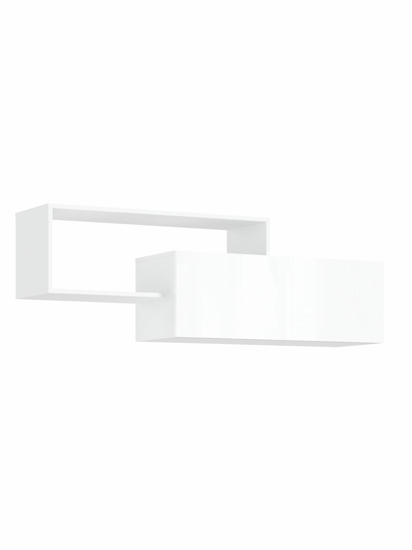 Полка 2-х ярусная Челси 1388х460х350 (Белый глянец/Белый) МИФ