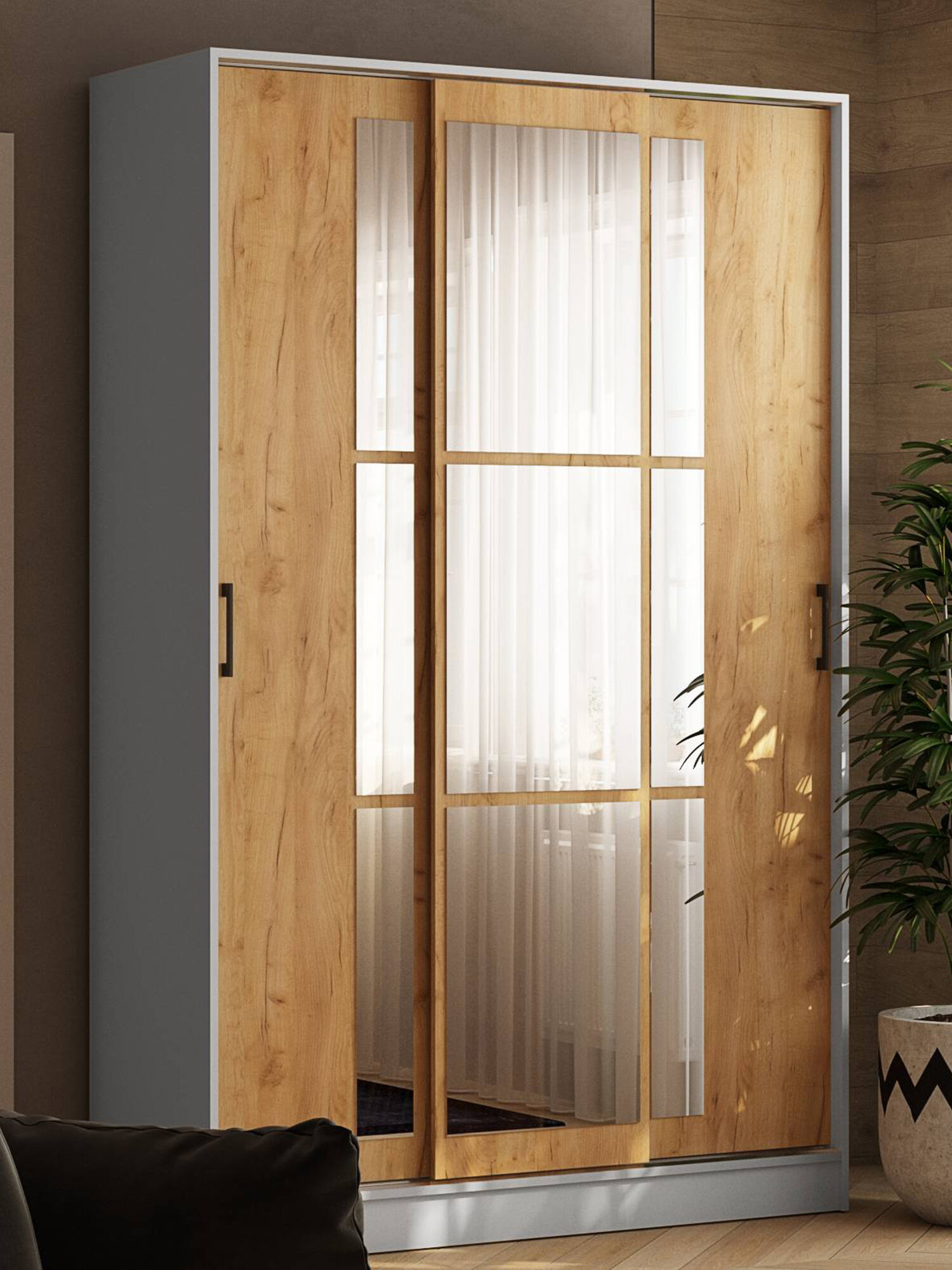 Шкаф-купе Стиль-2 ширина 140 высота 220 Тэкс - цвет Белый - Дуб крафт золото