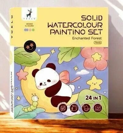 Книжка раскраска для девочек/мальчиков акварельная с кисточкой Панда Mishka's TOYS