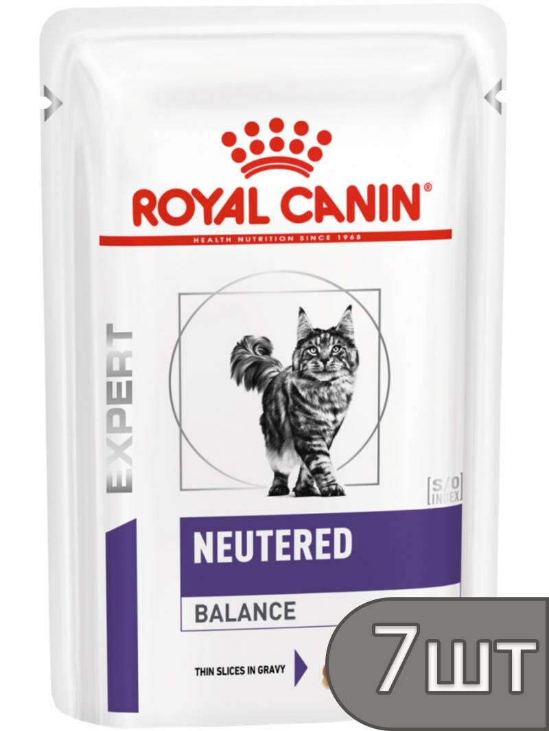 Royal Canin Набор 7 шт Паучи для взрослых котов и кошек с момента стерилизации до 7 лет, склонных к избыточному весу Neutered Balance feline, 85г 0.595 кг