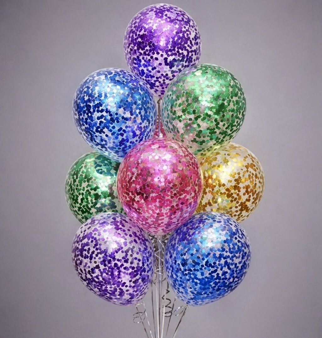 Фонтан из 10 шариков с конфетти