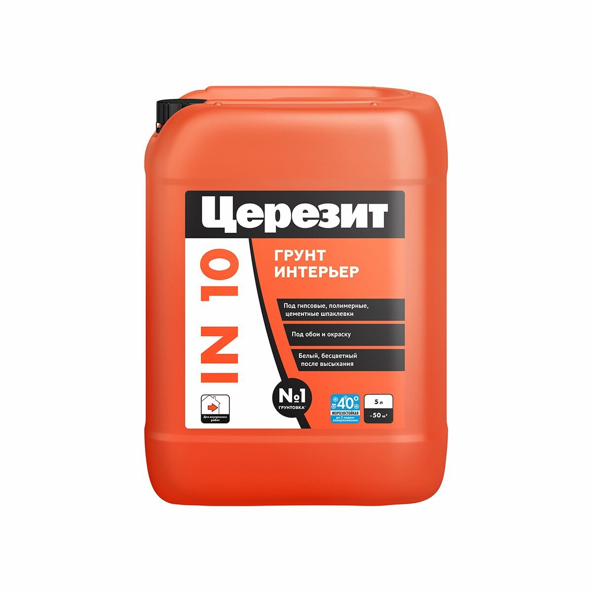 Грунтовка Ceresit "Интерьер", In 10, Зима, под финишную отделку, для внутренних работ, 5 л