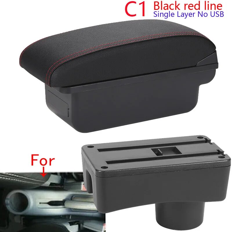 Подлокотник для Hyundai Accent Tagaz, автомобильный подлокотник для Hyundai C1 Black red NO USB