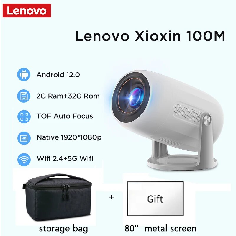 Lenovo Portable 4K Projector Европейская вилка (EU Plug), 100m and bag screen