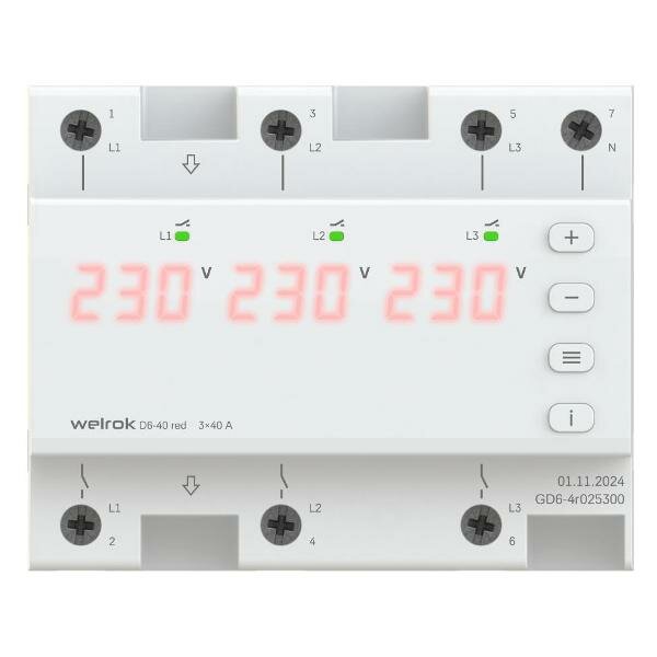 Реле напряжения Welrok D6-40 red