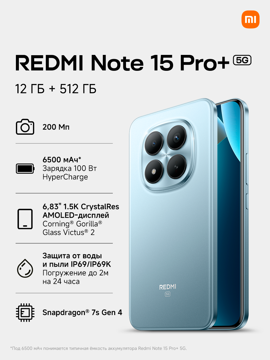 Смартфон Note 15 Pro + 5G RU 12+512 Glacier Blue