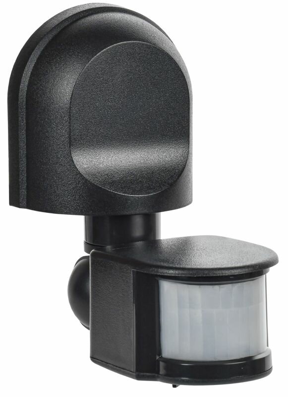 Детектор движения IEK ДД 008, 1100 Вт, угол обзора 180 градусов, дальность 12 м, IP44, черный