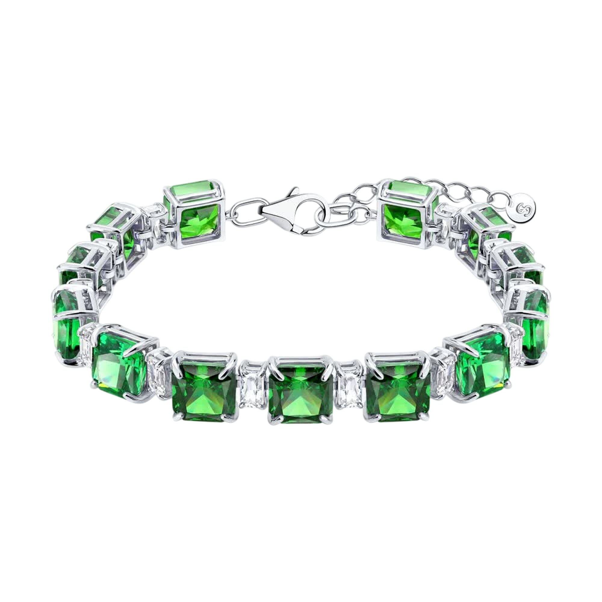 Браслет, серебро, 925 проба, родирование, фианит