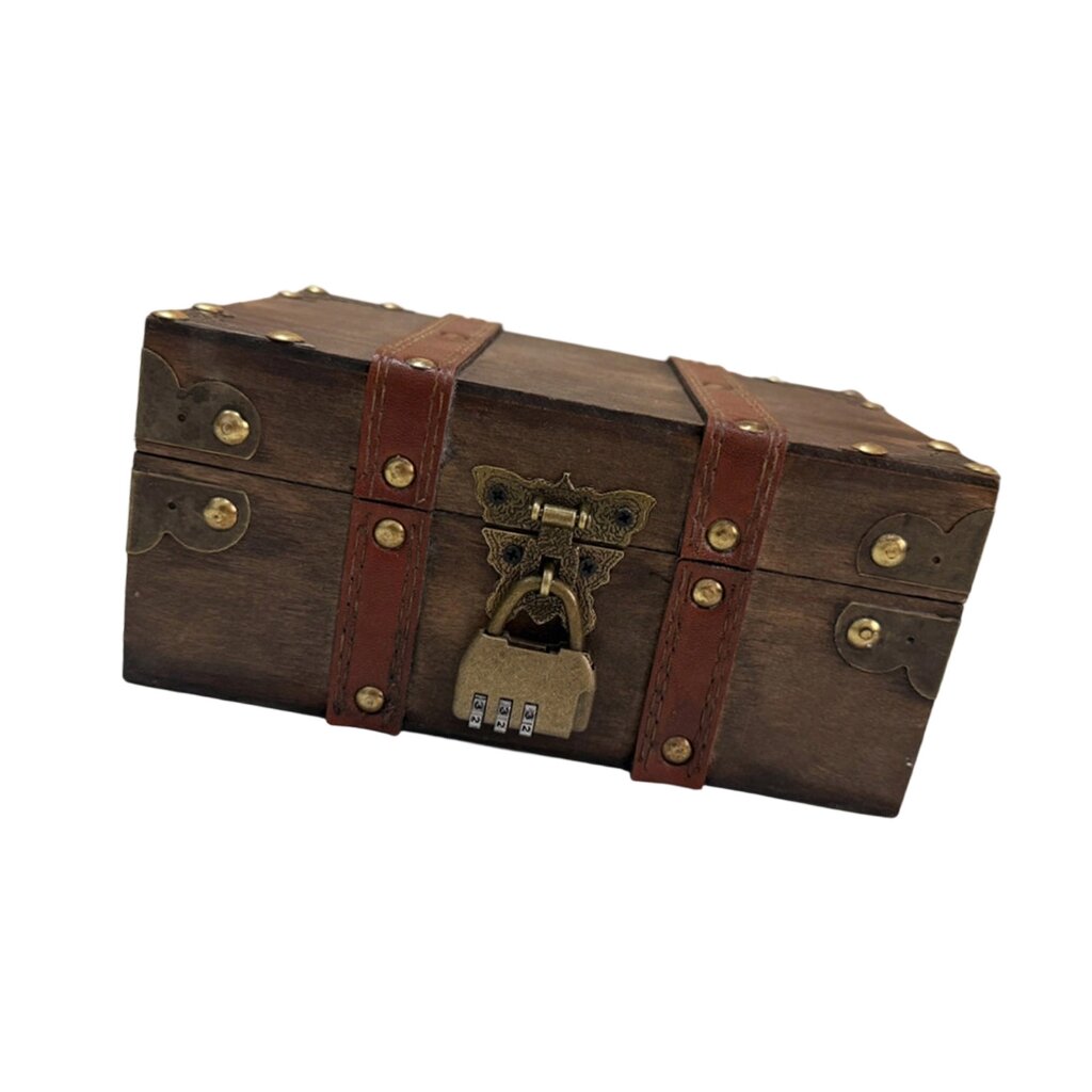 Ретро потертый деревянный ящик для хранения сувениров password treasure box-2014 темного цвета с замком паролем