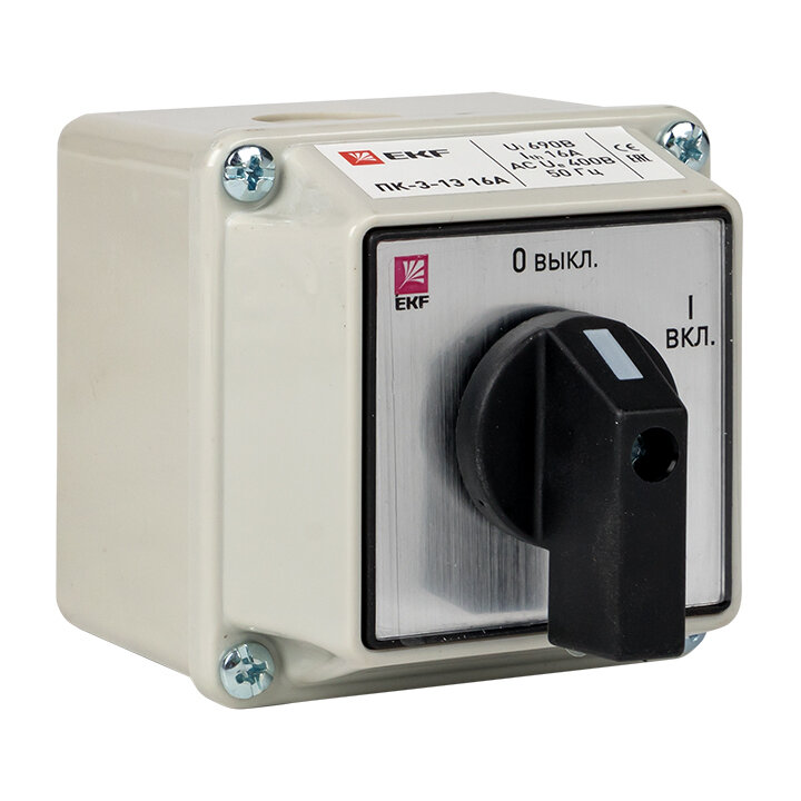 Переключатель кулачковый EKF 16 А, 3 полюса, вкл-выкл, степень защиты IP54, с пружинным возвратом