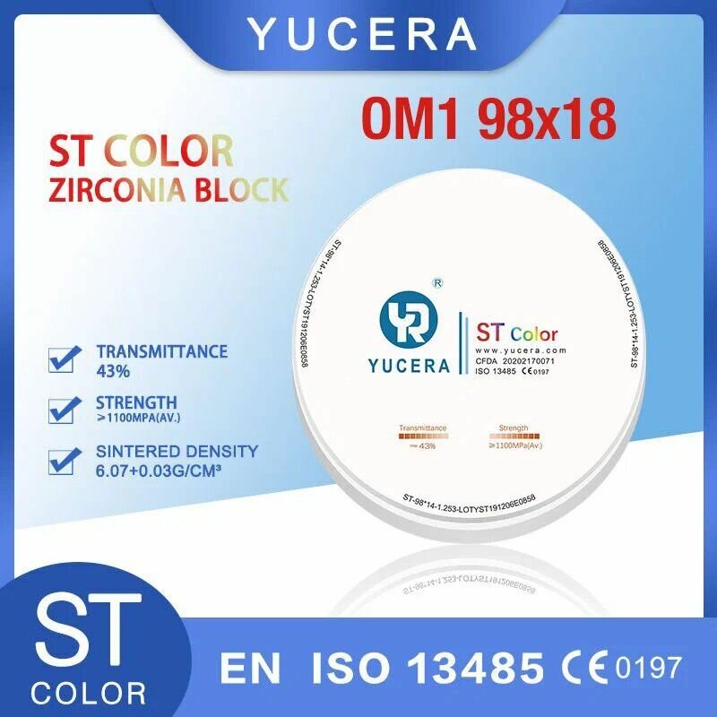 Стоматологический циркониевый блок Yucera ST Color OM1 98х18