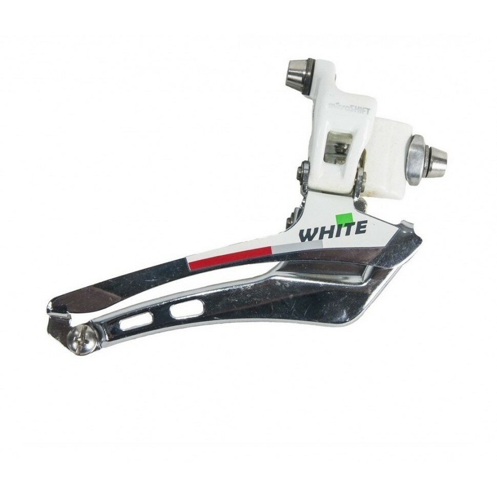 Передний переключатель MICROSHIFT ARSIS FD-R82F-W, для 2x10ск, нижняя тяга, в упор, красно-белый