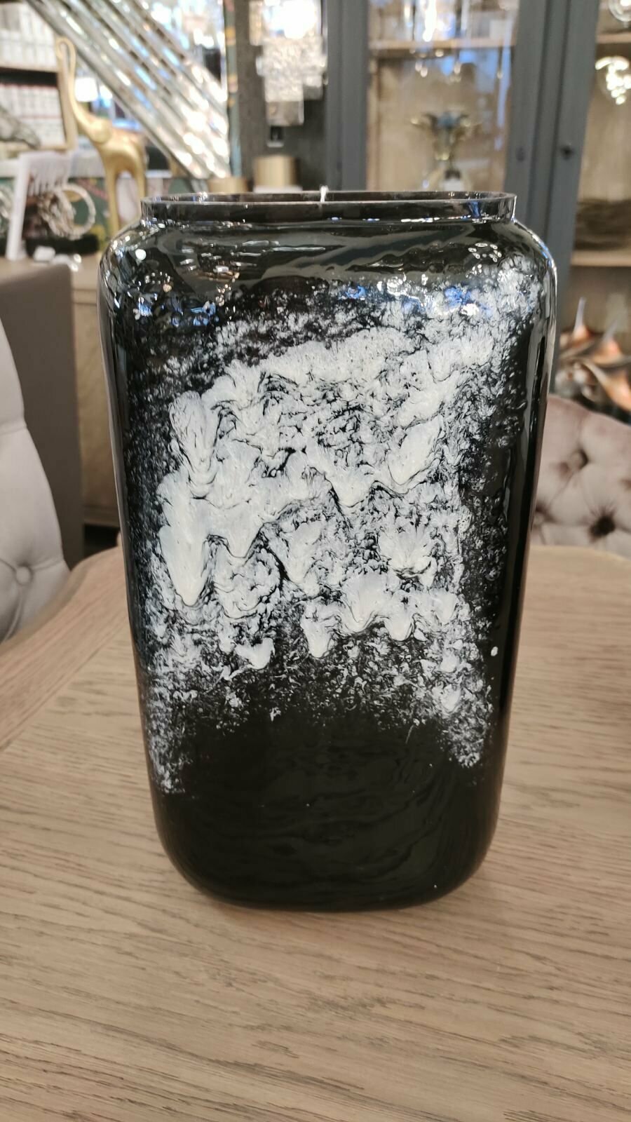 Ваза стеклянная серо-черная 71PN-5187 Garda Decor